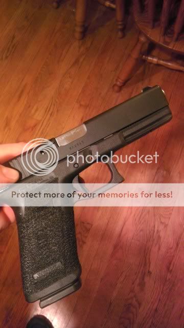 Glock 21 frame before and after a trip to Cold Bore Customs